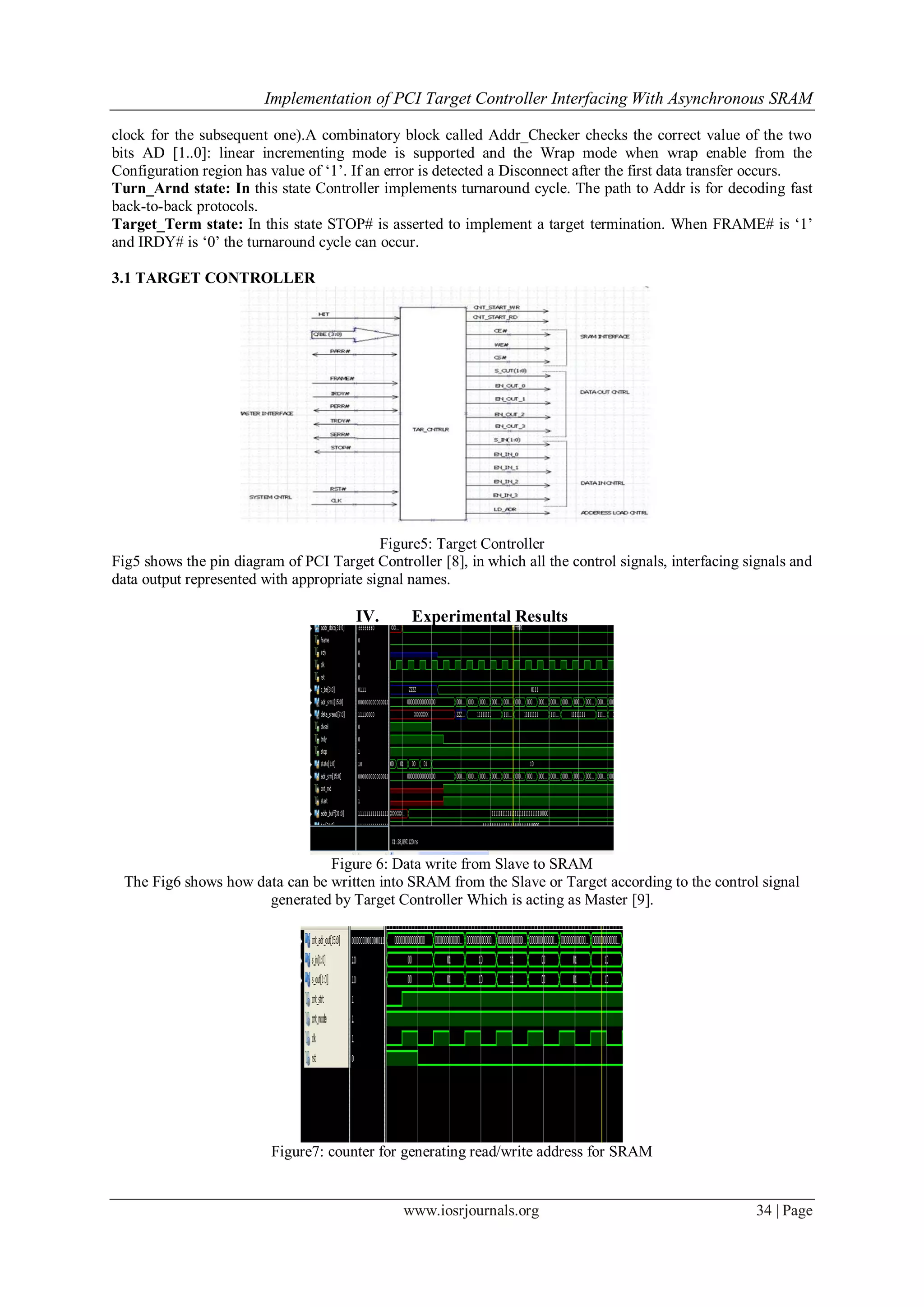 Implementation of PCI Target Controller Interfacing with Asynchronous SRAM | PDF