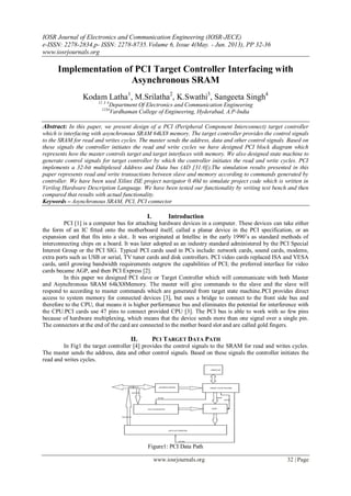 Implementation of PCI Target Controller Interfacing with Asynchronous SRAM | PDF