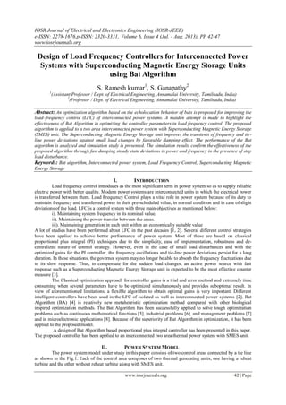 Design of Load Frequency Controllers for Interconnected Power Systems with Superconducting ...