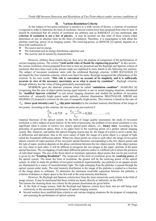 “Trade-Off between Detection and Resolution of Two Point Objects Under ...