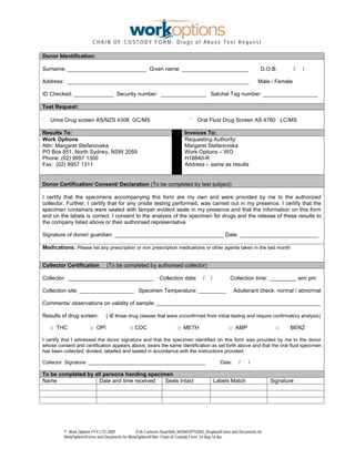 F066 Chain of Custody Form | PDF | Medical Tests | Medical Health