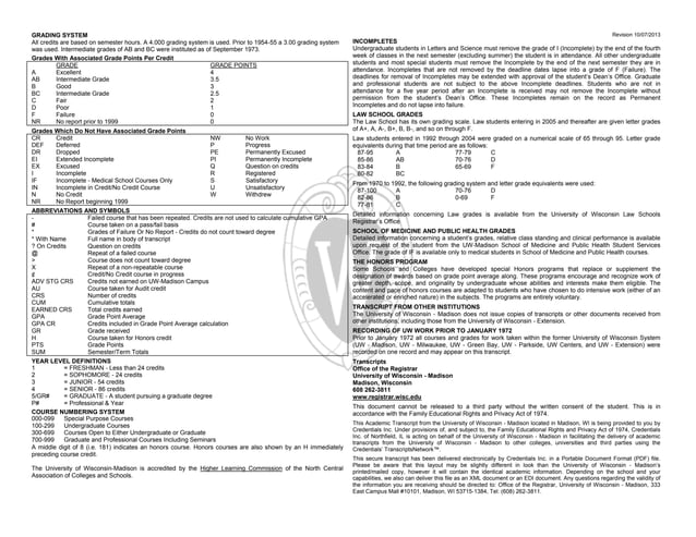 PeteClancy-OfficialTranscript-UWMadison | PDF | Undergraduate Education | College Education