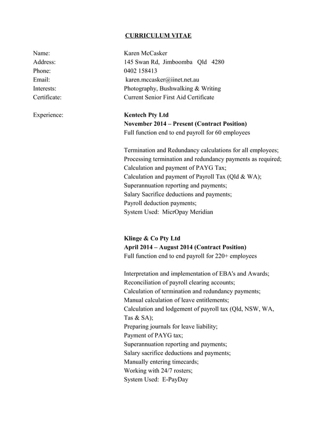 CV Karen McCasker | PDF