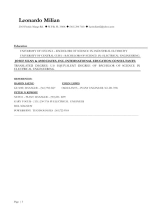 Leonardo Milian Present Resume | DOCX
