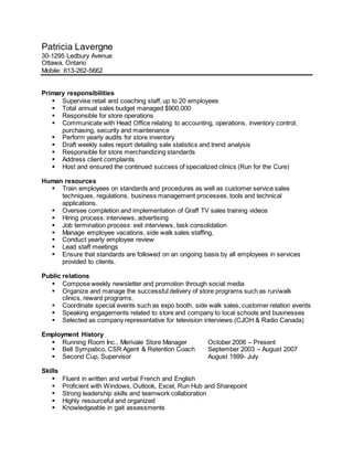 Patricia Lavergne resume 2016 | PDF