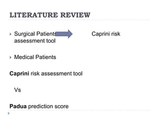 VTE RISK ASSESSMENT MODELS AND PREVENTION | PPTX