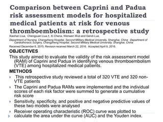 VTE RISK ASSESSMENT MODELS AND PREVENTION | PPTX