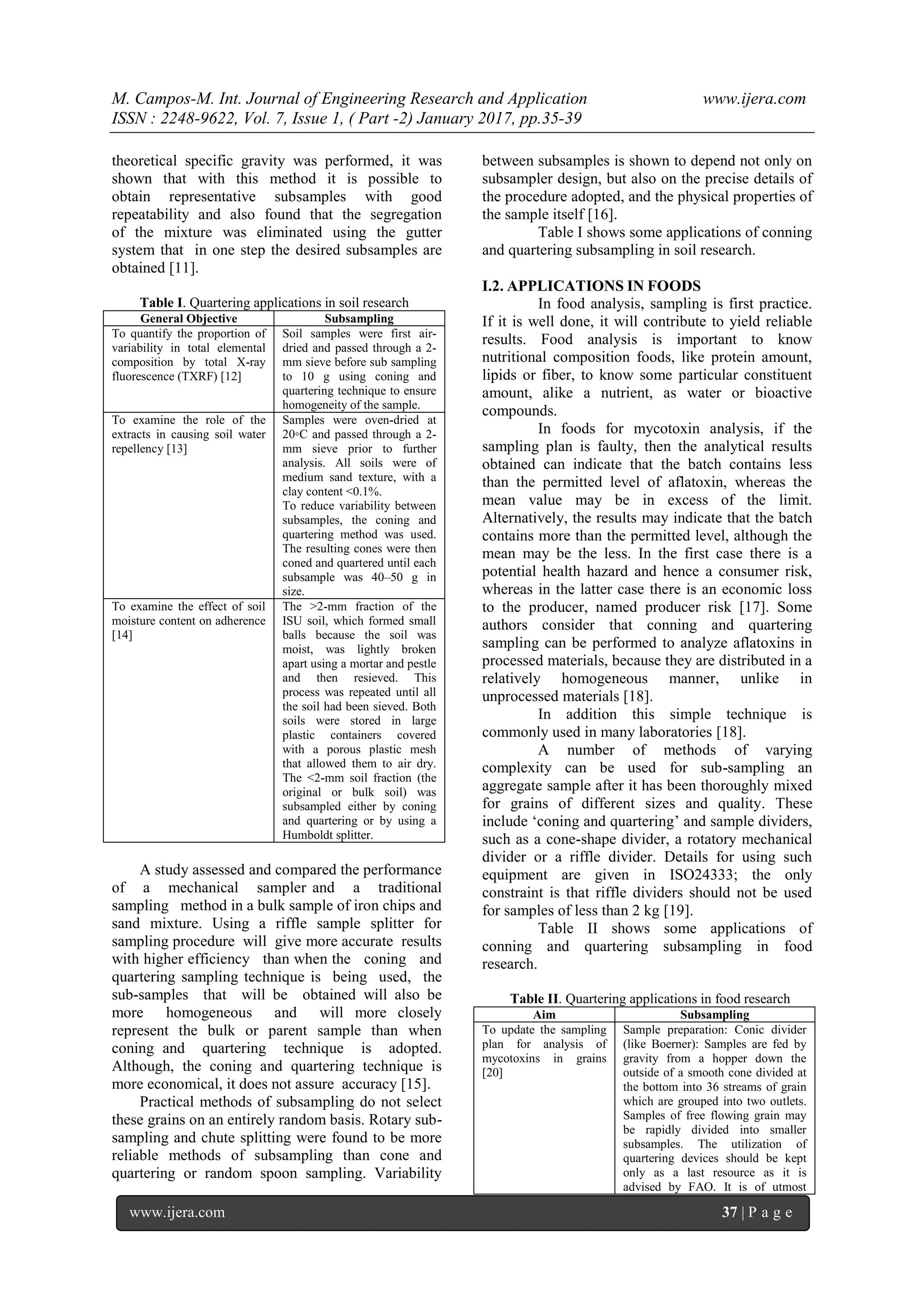 Applications of quartering method in soils and foods | PDF