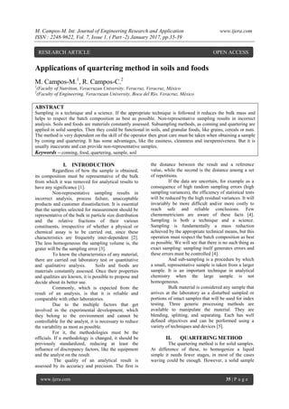 Applications of quartering method in soils and foods | PDF