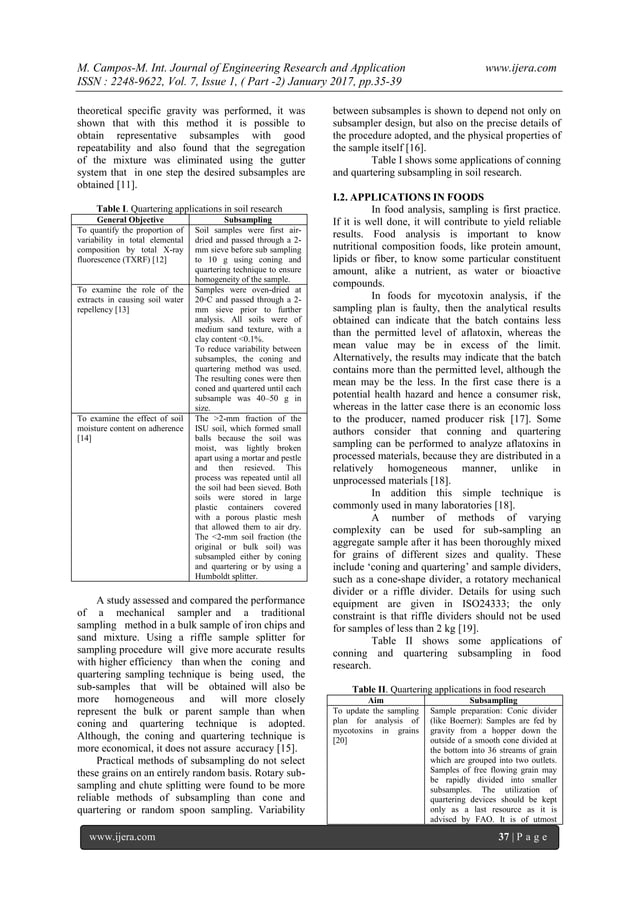Applications of quartering method in soils and foods | PDF