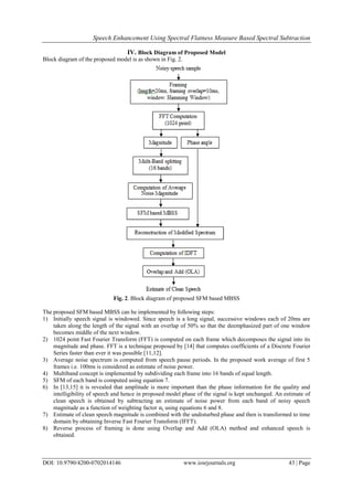 Speech Enhancement Using Spectral Flatness Measure Based Spectral Subtraction | PDF