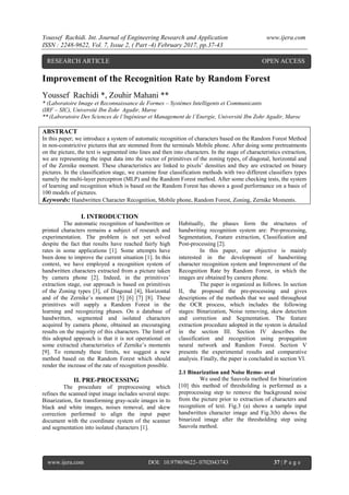 Improvement of the Recognition Rate by Random Forest | PDF