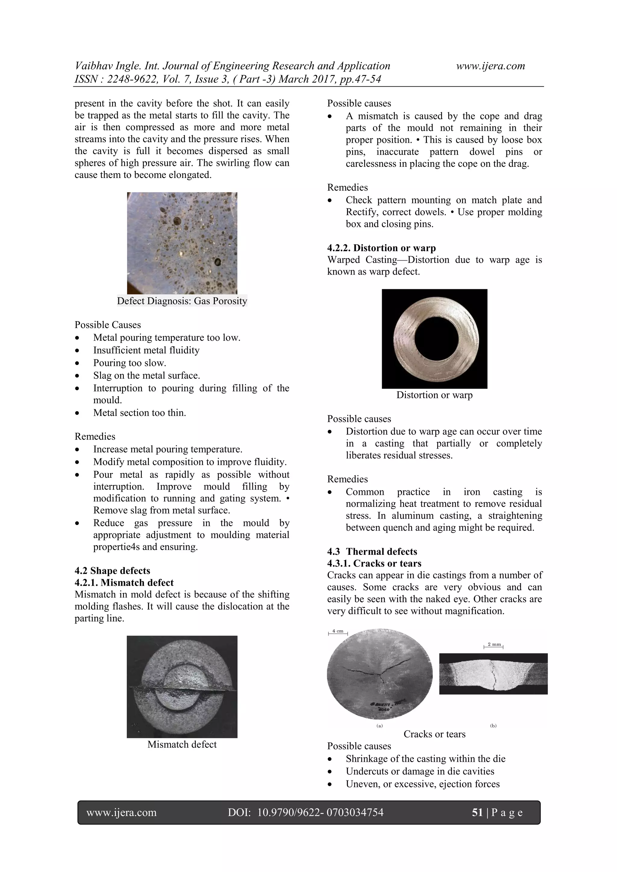Defects, Root Causes in Casting Process and Their Remedies: Review | PDF