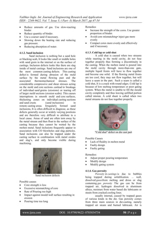 Defects, Root Causes in Casting Process and Their Remedies: Review | PDF