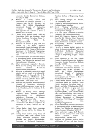 Defects, Root Causes in Casting Process and Their Remedies: Review | PDF