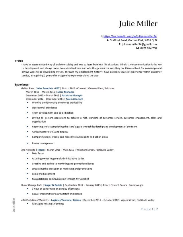 Julie Miller - Resume | PDF