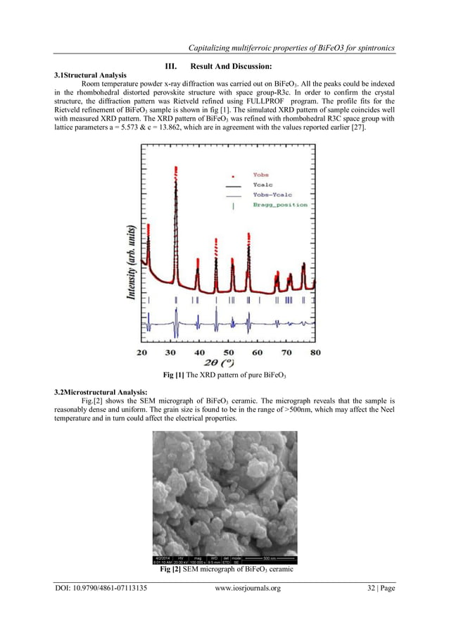 Capitalizing multiferroic properties of BiFeO3 for spintronics | PDF | Chemistry | Science