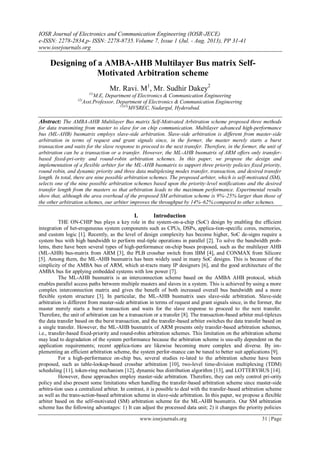 Designing of a AMBA-AHB Multilayer Bus matrix Self-Motivated Arbitration scheme | PDF