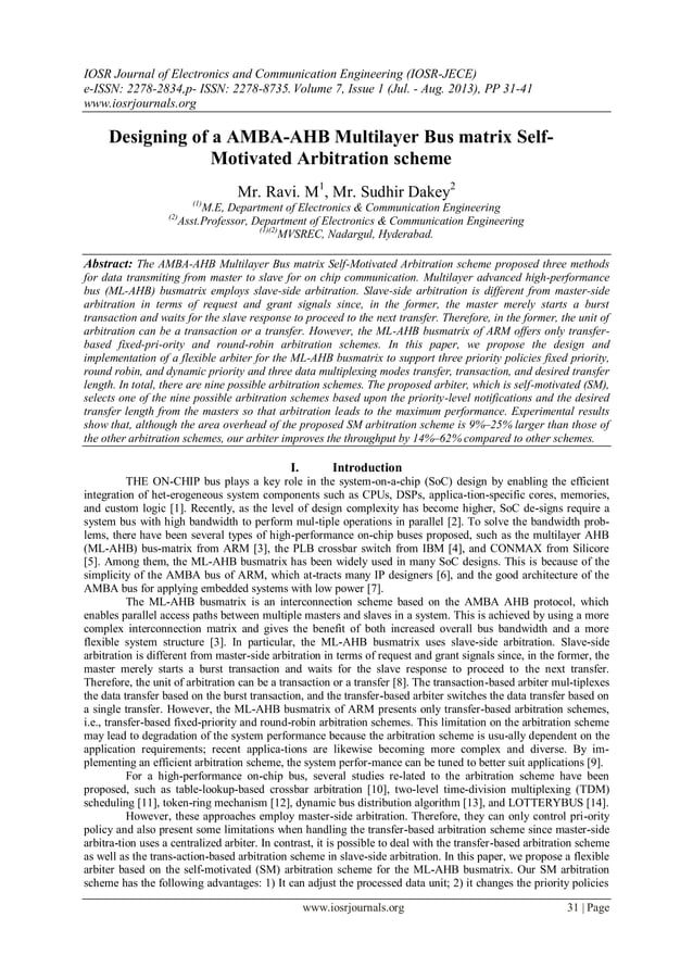 Designing of a AMBA-AHB Multilayer Bus matrix Self-Motivated ...