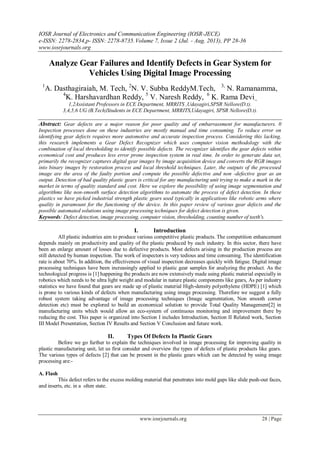 Analyze Gear Failures and Identify Defects in Gear System for Vehicles Using Digital Image ...