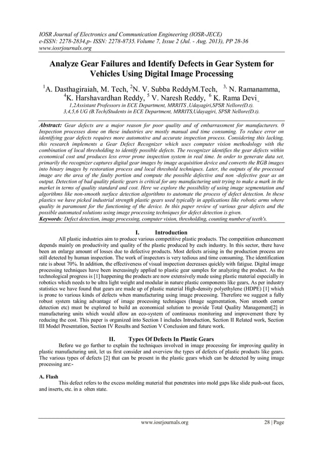 Analyze Gear Failures and Identify Defects in Gear System for Vehicles ...