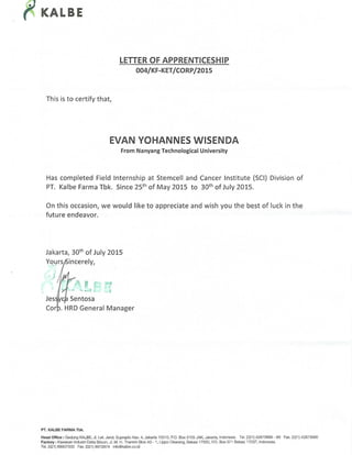 Letter of Apprenticeship | PDF