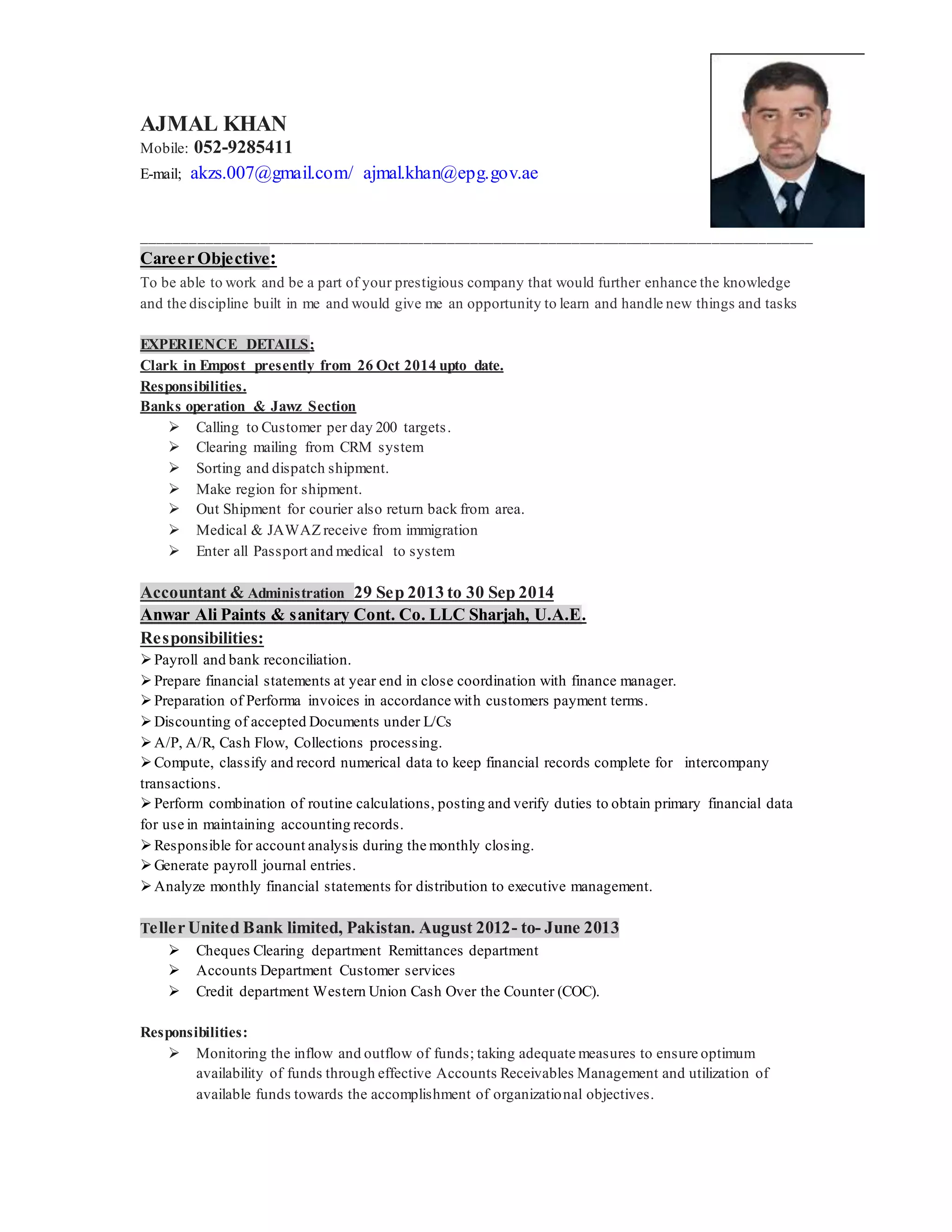 Ajmal Khan CV | DOCX