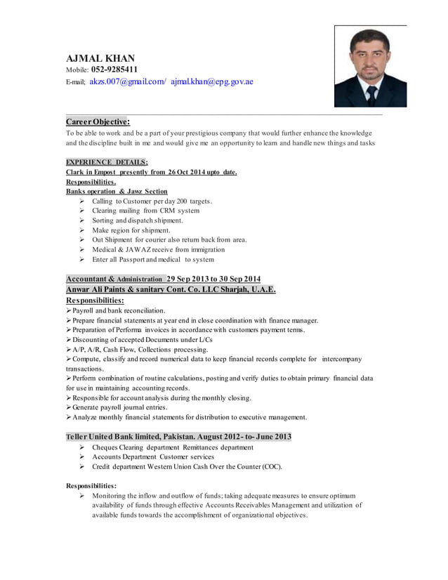 Ajmal Khan CV | PDF