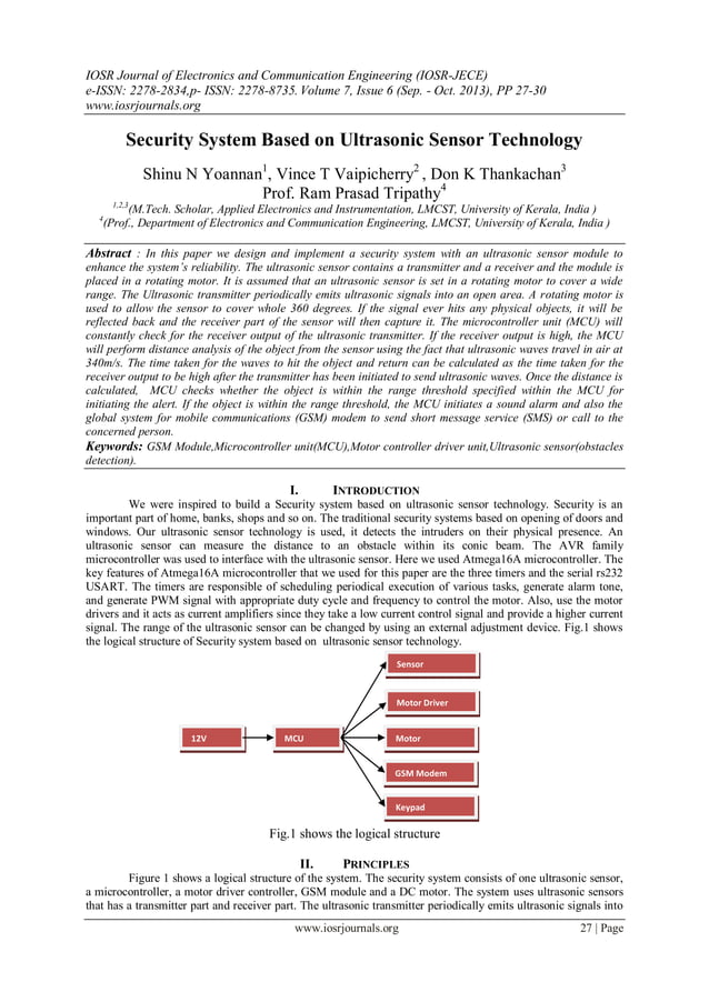 Security System Based on Ultrasonic Sensor Technology | PDF