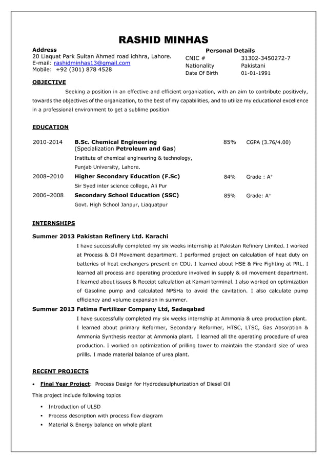 CV Rashid Minhas, | PDF