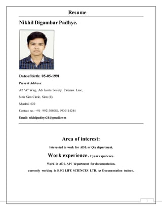 nikhil padhye resume | PDF
