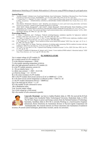 Mathematical Modelling of PV Module With multilevel 3-Ø inverter using SPWM technique for Grid ...