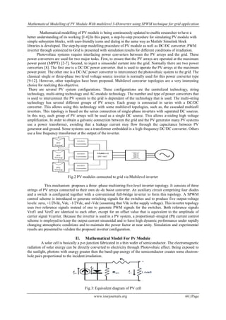 Mathematical Modelling of PV Module With multilevel 3-Ø inverter using SPWM technique for Grid ...