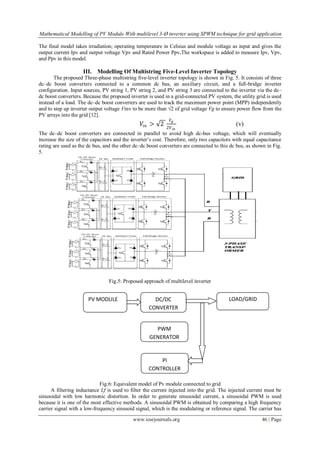 Mathematical Modelling of PV Module With multilevel 3-Ø inverter using SPWM technique for Grid ...