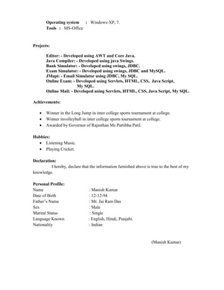manish resume | PDF