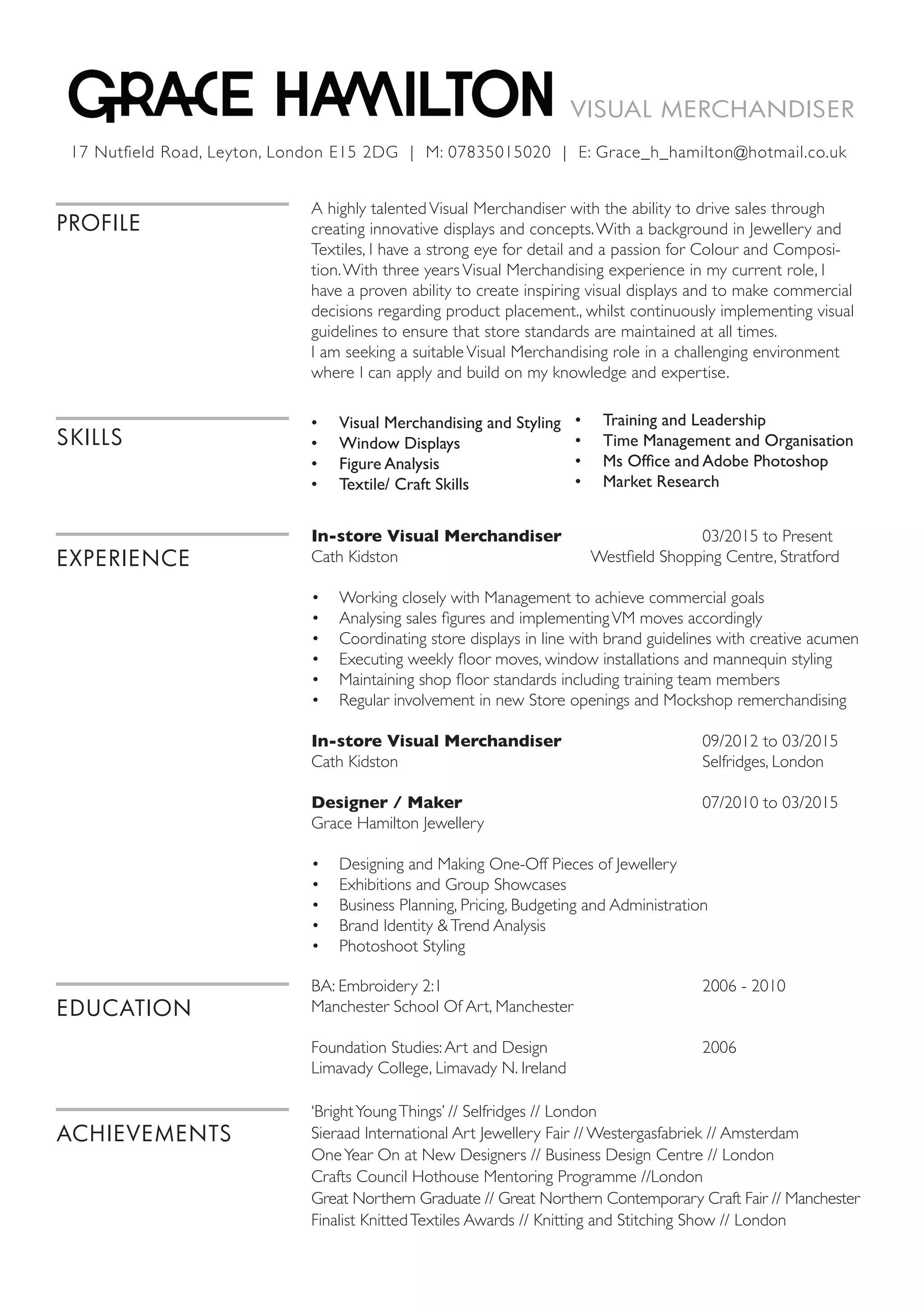 150509_Grace Hamilton CV | PDF