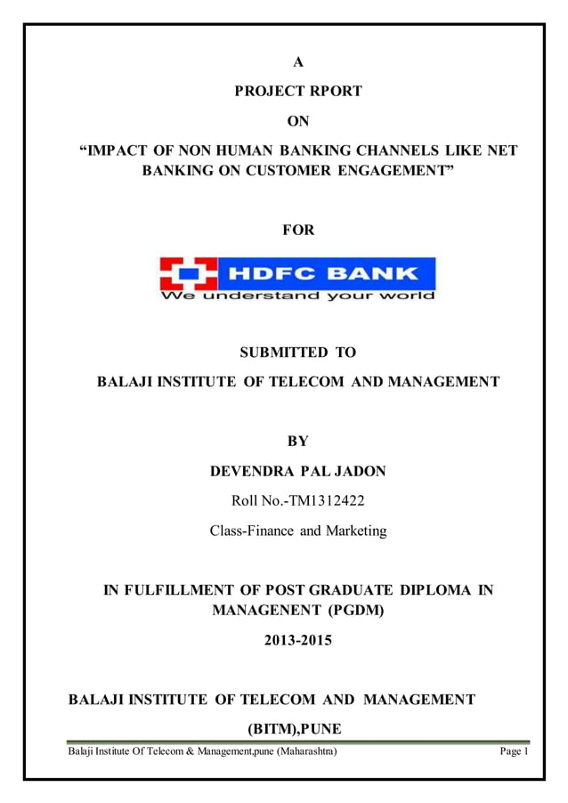 hdfc Bank project | DOCX | Credit Cards | Personal Debt