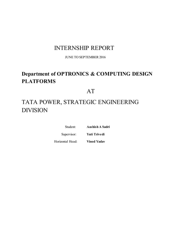 tata power, SED internship report | DOCX