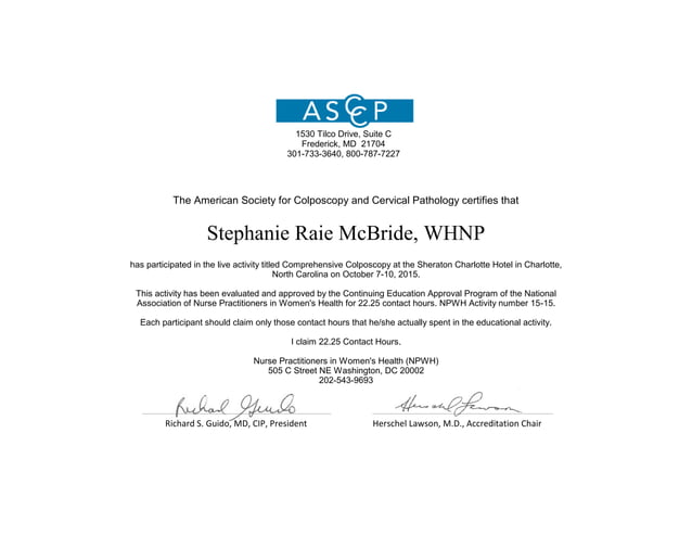 ASCCP Colpo Certification | PDF