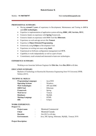 Rakesh's Resume | PDF