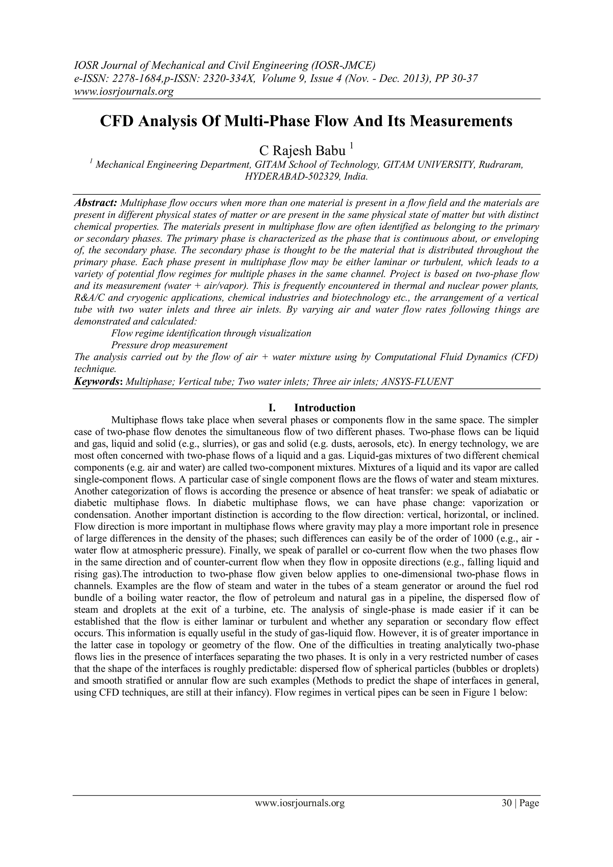CFD Analysis Of Multi-Phase Flow And Its Measurements | PDF | Chemistry | Science