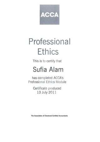 ACCA Certificate 2011 SUFIA | PDF
