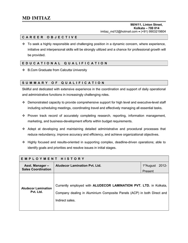 Md. Imtiaz - Resume | PDF