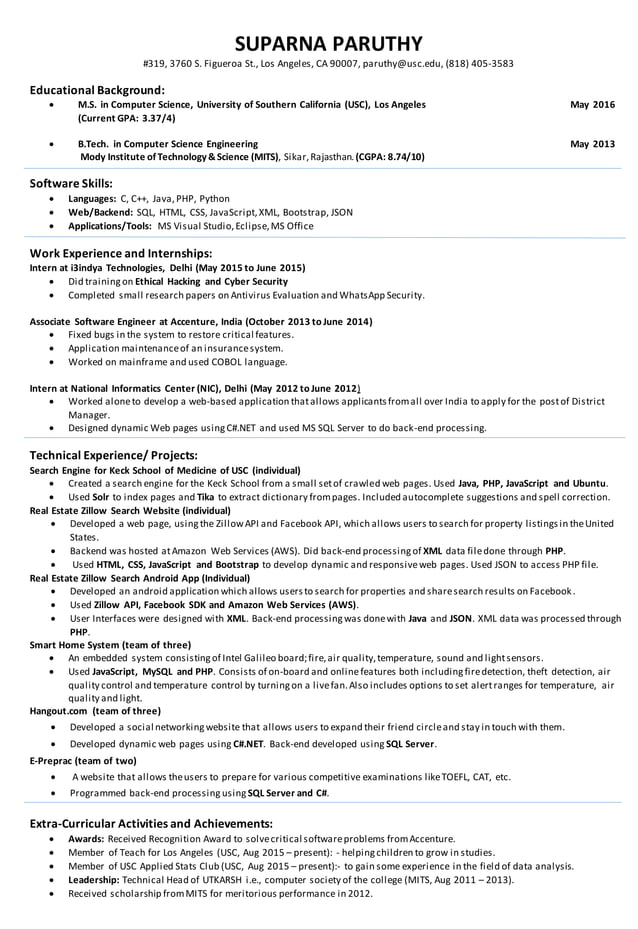 SUPARNA PARUTHY Resume USC May 2016 new | DOCX