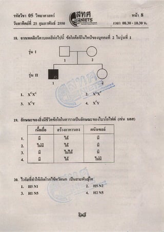 วิทย์ O-NET 50 (ปีการศึกษา 2549) | PDF