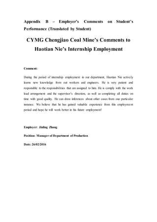 Employer's Remarks | DOCX | Careers