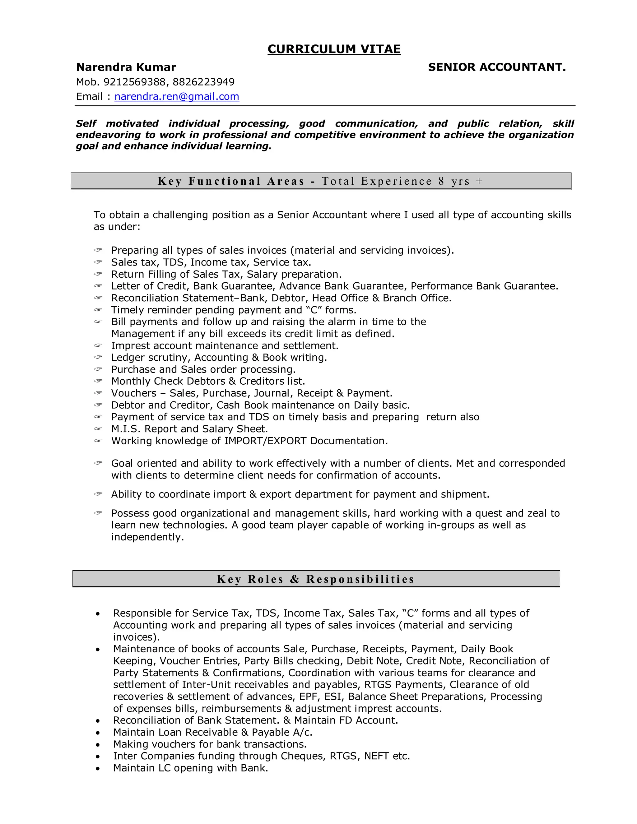 CV for Senior Accountant | PDF