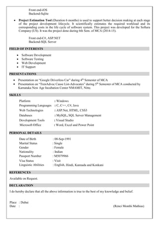 Renci M. Mathias - Resume | PDF