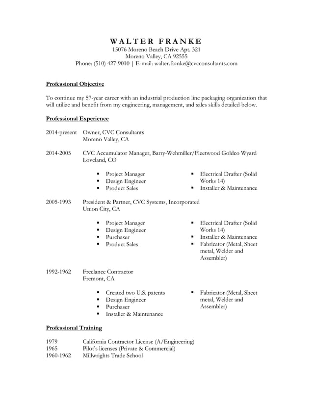 Walter Franke Resume_FINAL | PDF | Business | Business and Finance