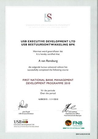 Management Development Program - A van Rensburg | PDF